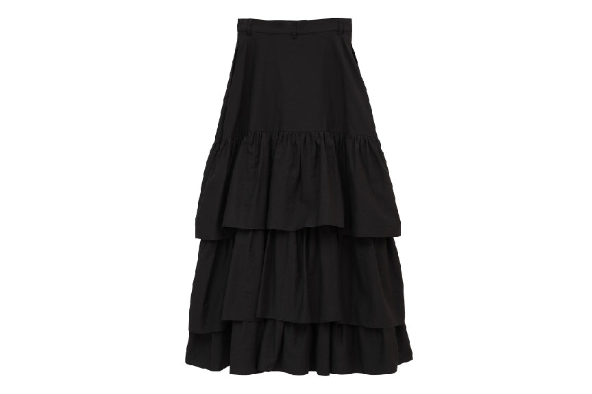 Clane Volume Frill Skirt Black – OKURA