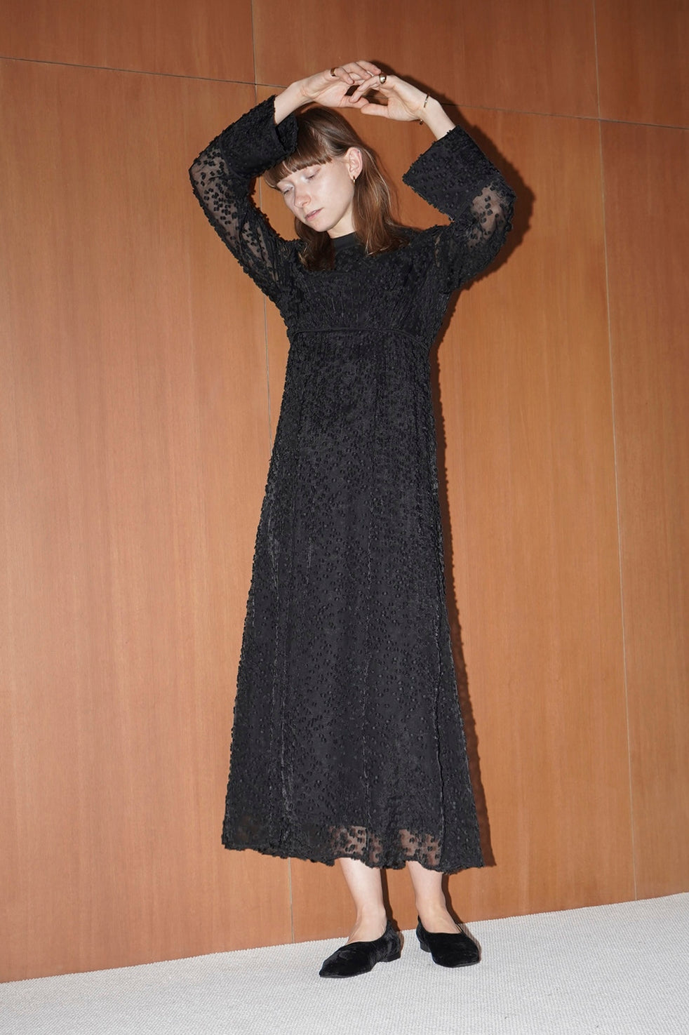 Clane Snow Dot Jacquard Onepiece Black – OKURA