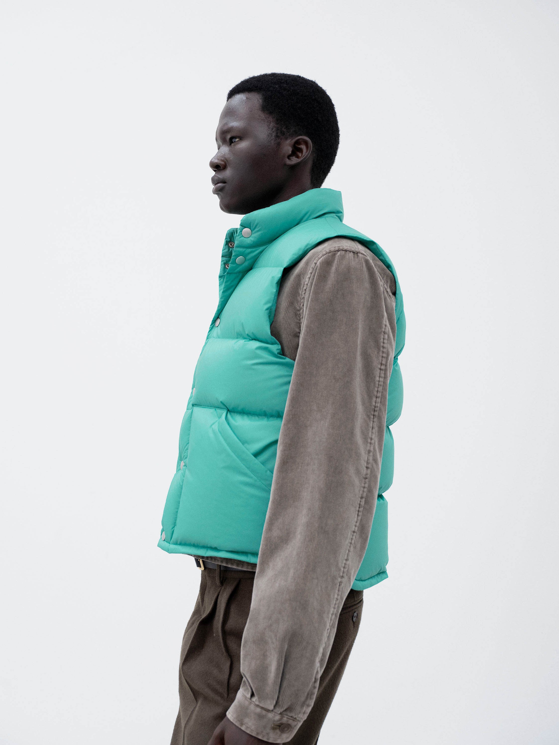 Auralee Men Super Light Nylon Ripstop Down Vest Jade Green – OKURA