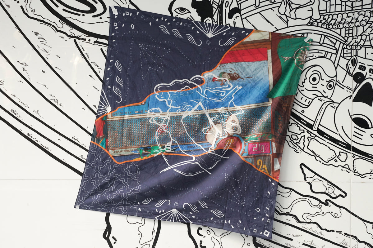 OKURA X BO LAW ART WORK COTTON SCARF 100